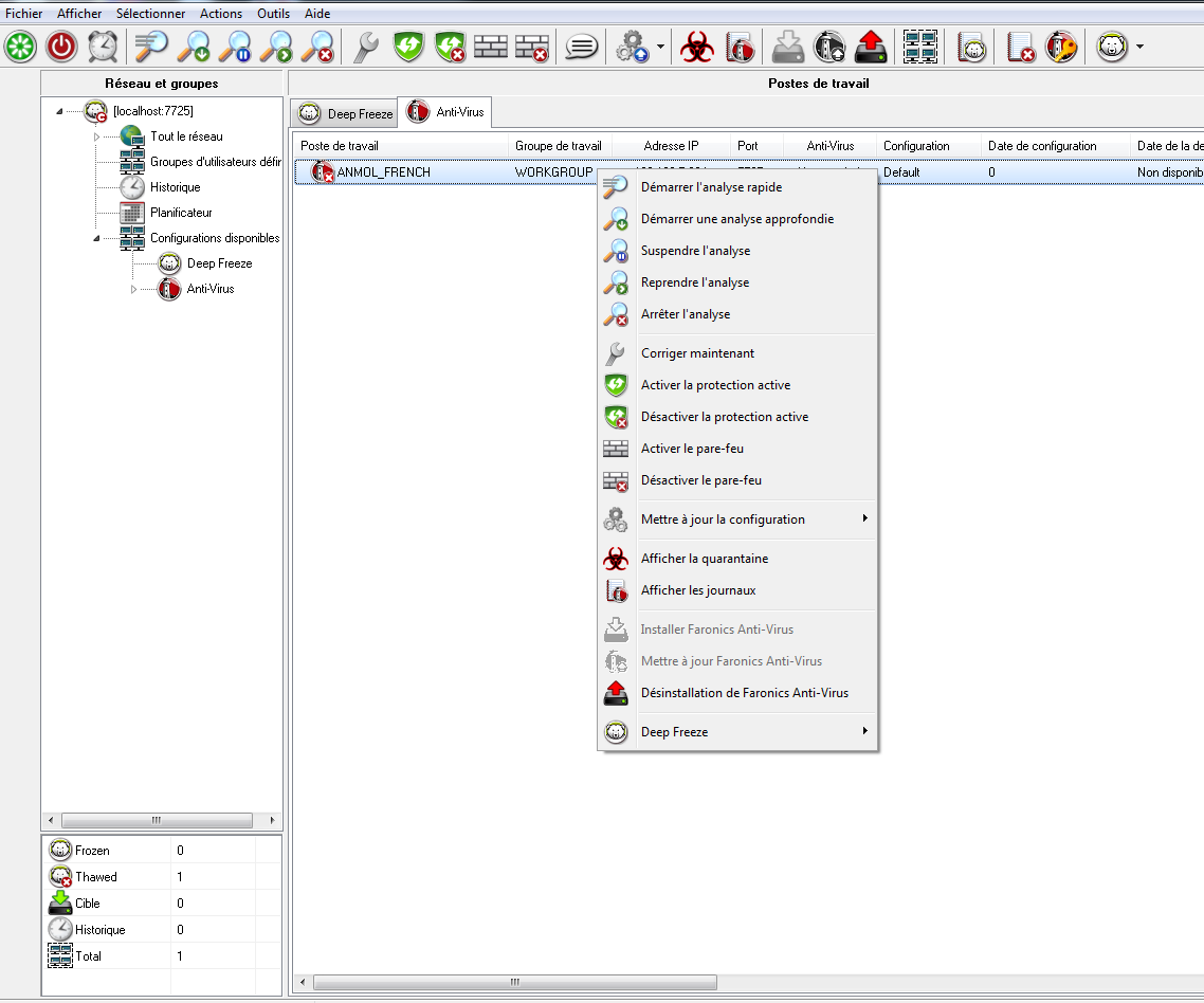 Gestion de Deep Freeze avec la console